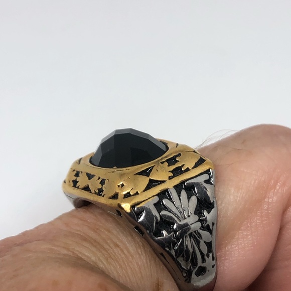 Nemesis Jewelry NYC | Accessories | Vintage Golden Black Jet Mens Ring ...